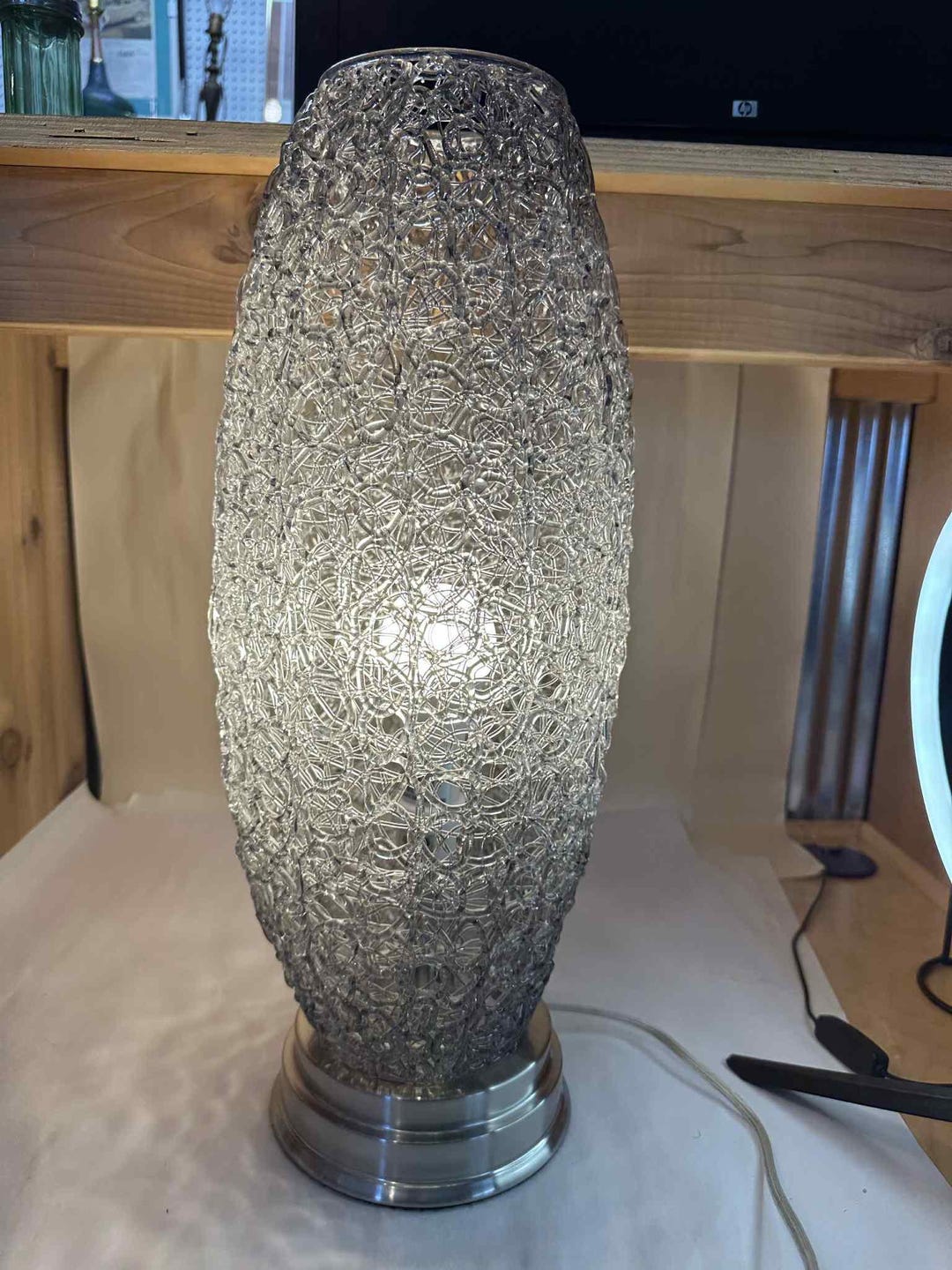 Vintage Mid Century Modern Style Spaghetti Spiral Spun Lucite Acrylic Chrome Base Lamp - Etsy