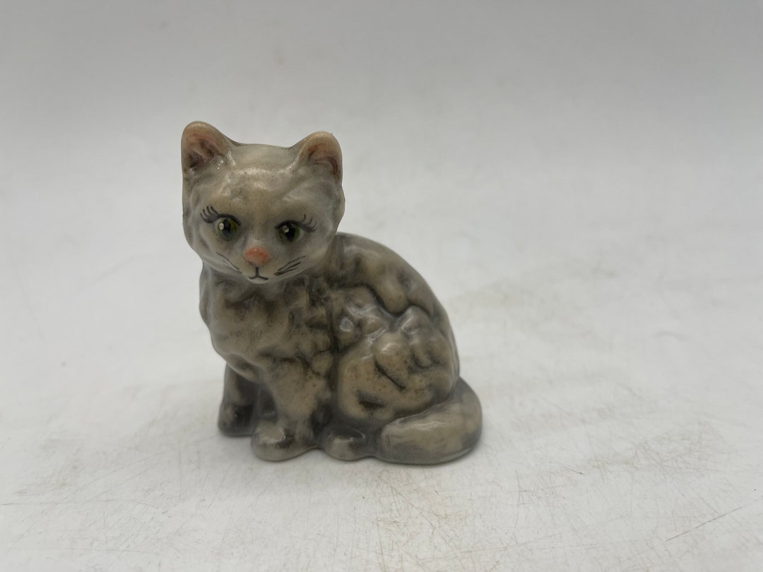 Mosser Sitting Cat Milk Glass Airbrushed Gray - Etsy