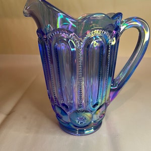 Moon and Star Kimberlite Blue Carnival Pitcher LE Smith - Etsy