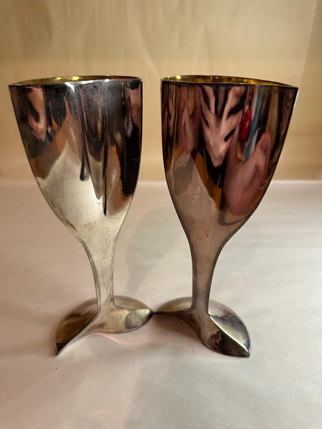 Vintage Lenox Kirk Stieff Collection Pair of Silver Heart Champagne ...