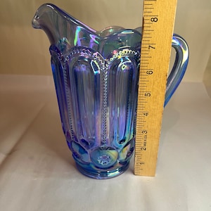 Moon and Star Kimberlite Blue Carnival Pitcher LE Smith - Etsy