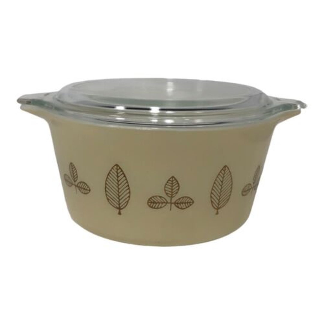 PYREX GOLD LEAF Buffet Twins 1QT. Casserole With Lid 470-C - Etsy