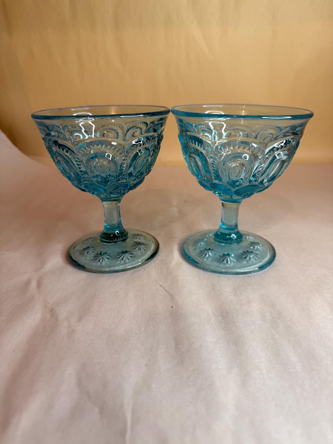 Moon and Star Electric Light Blue Sherbet Glass Pair of 2 - Etsy