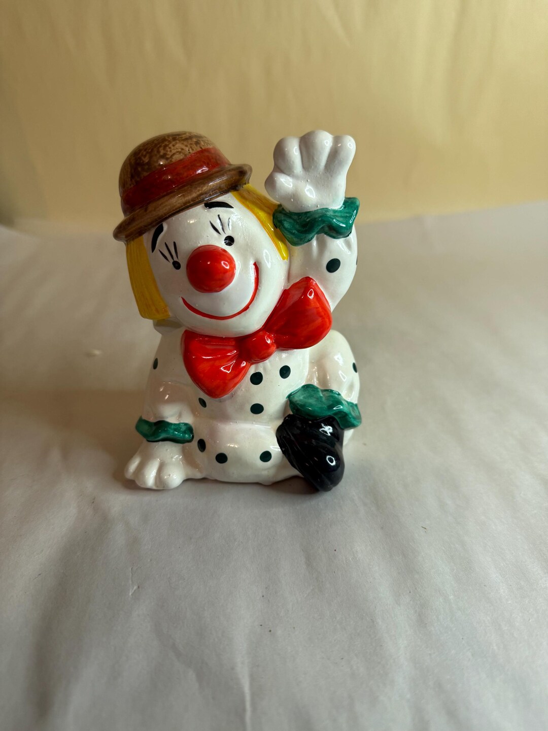 Vintage Ceramic Waving Clown Piggy Bank - Etsy