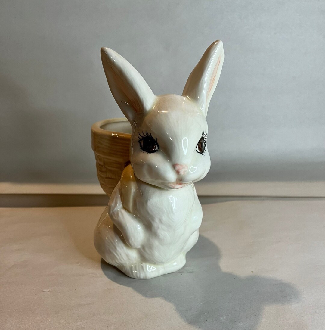 Vintage Ceramic Easter Bunny Planter - Etsy