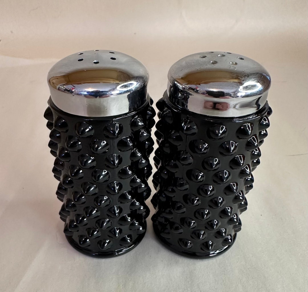 Fenton Black Hobnail Salt and Pepper Shakers - Etsy