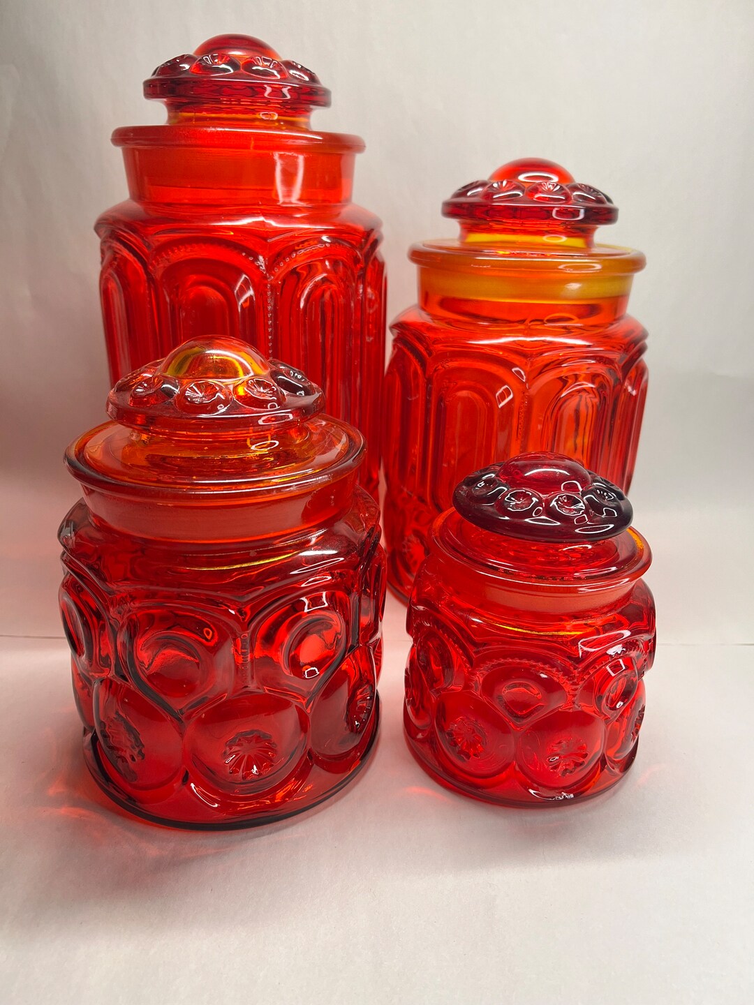 Le Smith Moon And Star Amberina Canister Set Etsy