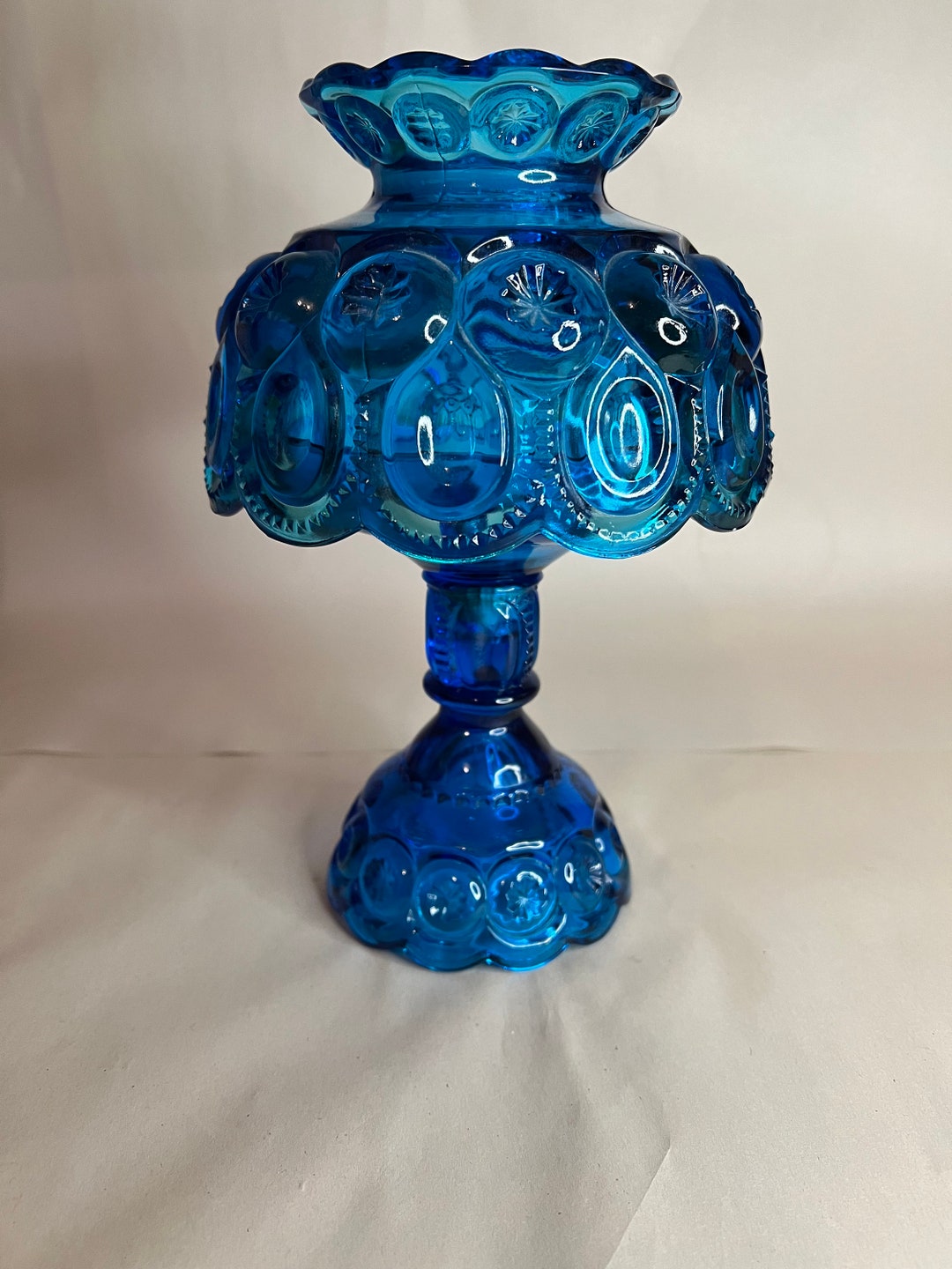 L.E. Smith Moon and Star Colonial Blue Fairy Lamp - Etsy