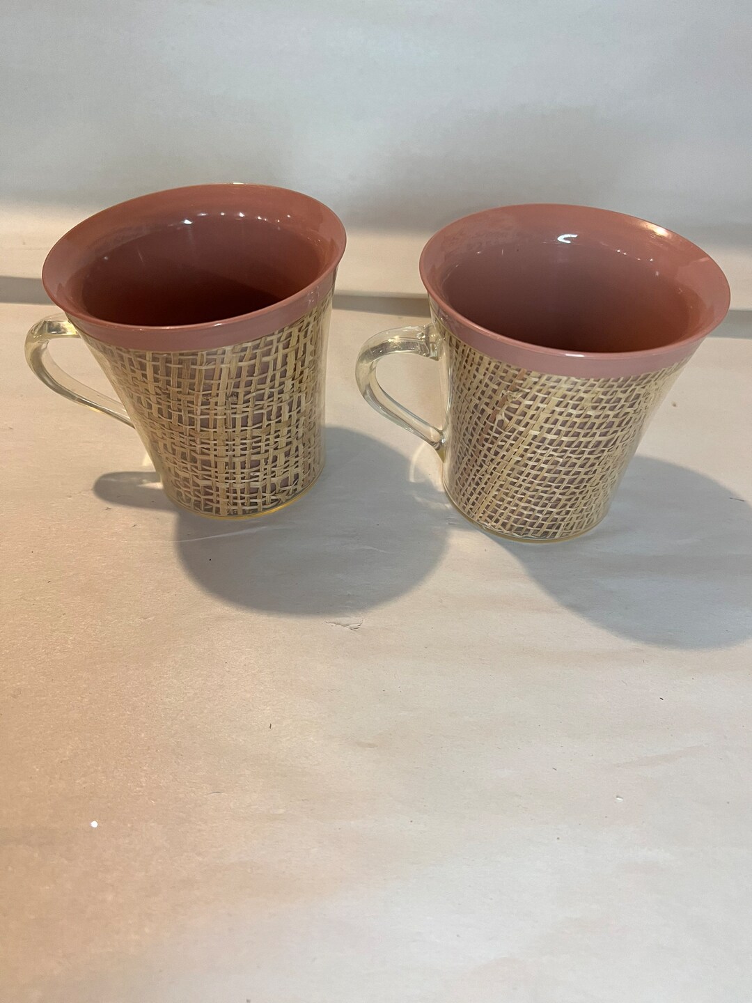 Vintage Rattan Raffia Wicker Insulated Tumblers Plastic Cups 60’s Set ...
