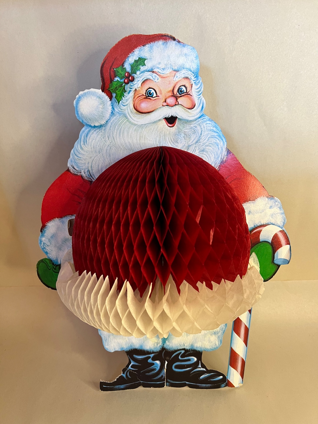 Vintage 13” Beistle 1978 Santa Claus Christmas Holiday Crepe Paper ...