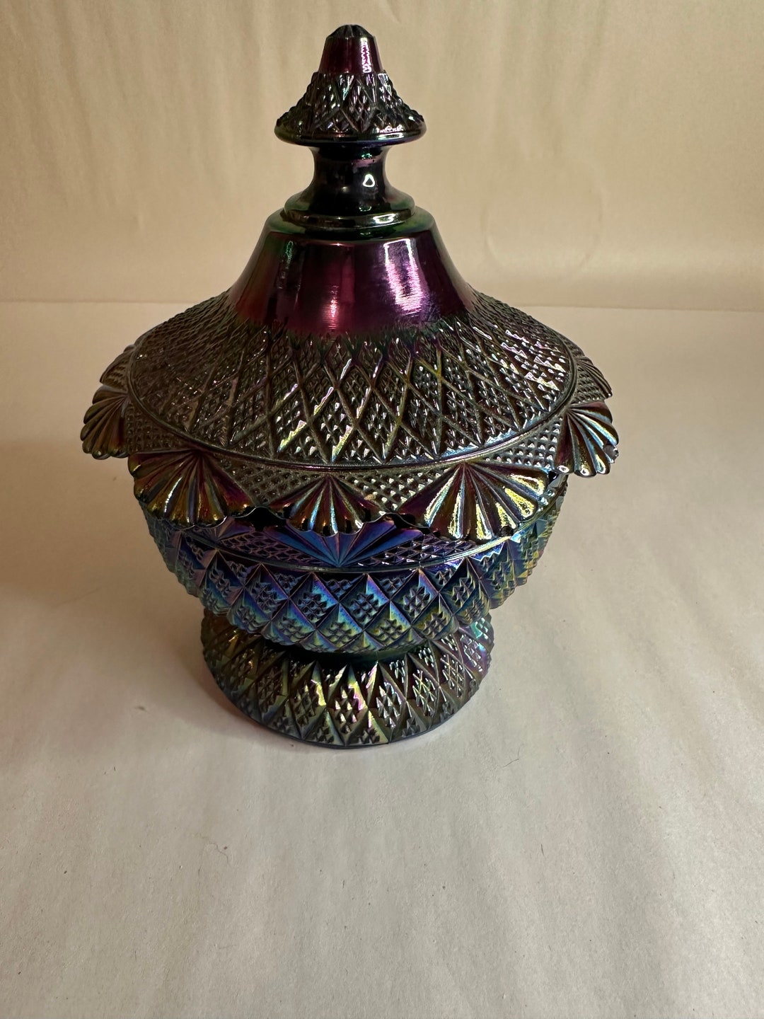 Fenton Amethyst Carnival Pagoda Candy Dish - Etsy