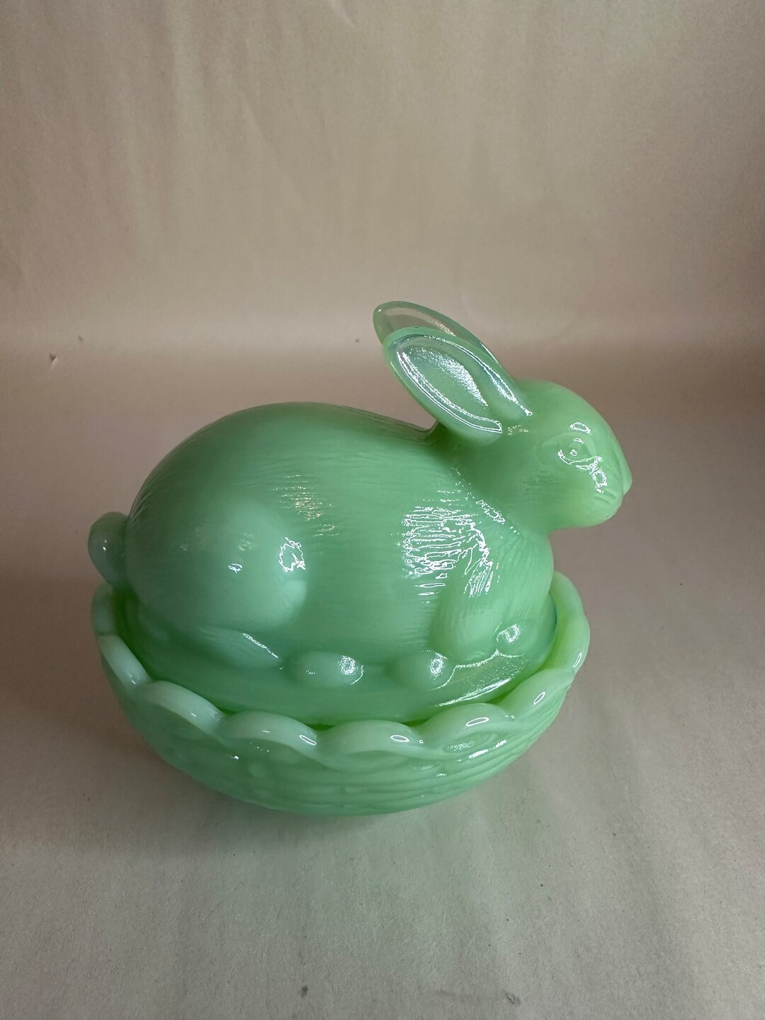 Jadeite Bunny Rabbit on Nest Covered Candy Dish - Etsy