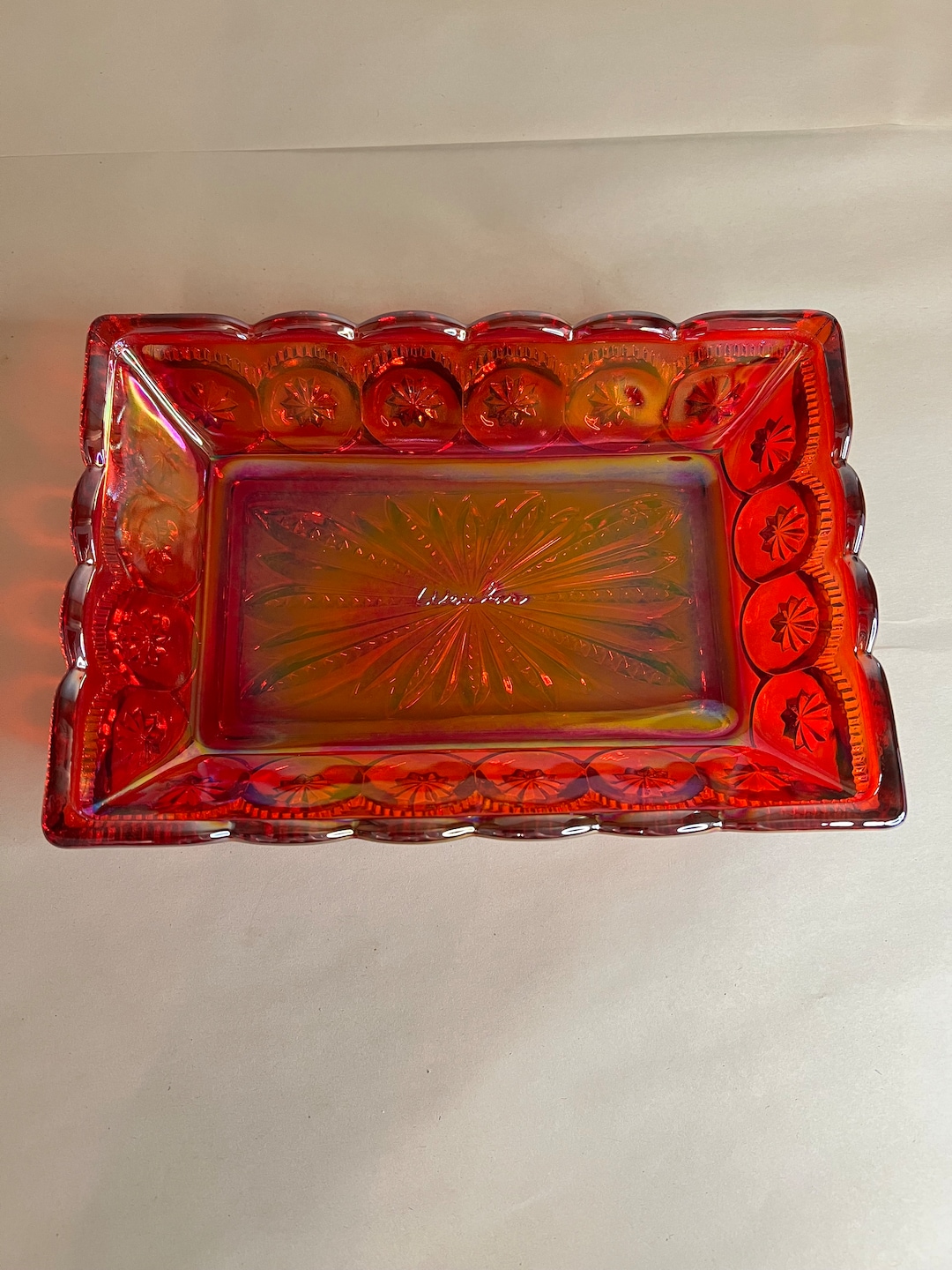 Moon and Star Ruby Carnival 8” Rectangular Relish - Etsy