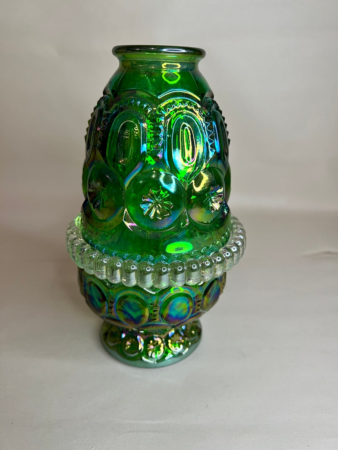 Moon and Star Emerald Green Carnival Beehive Fairy Lamp - Etsy