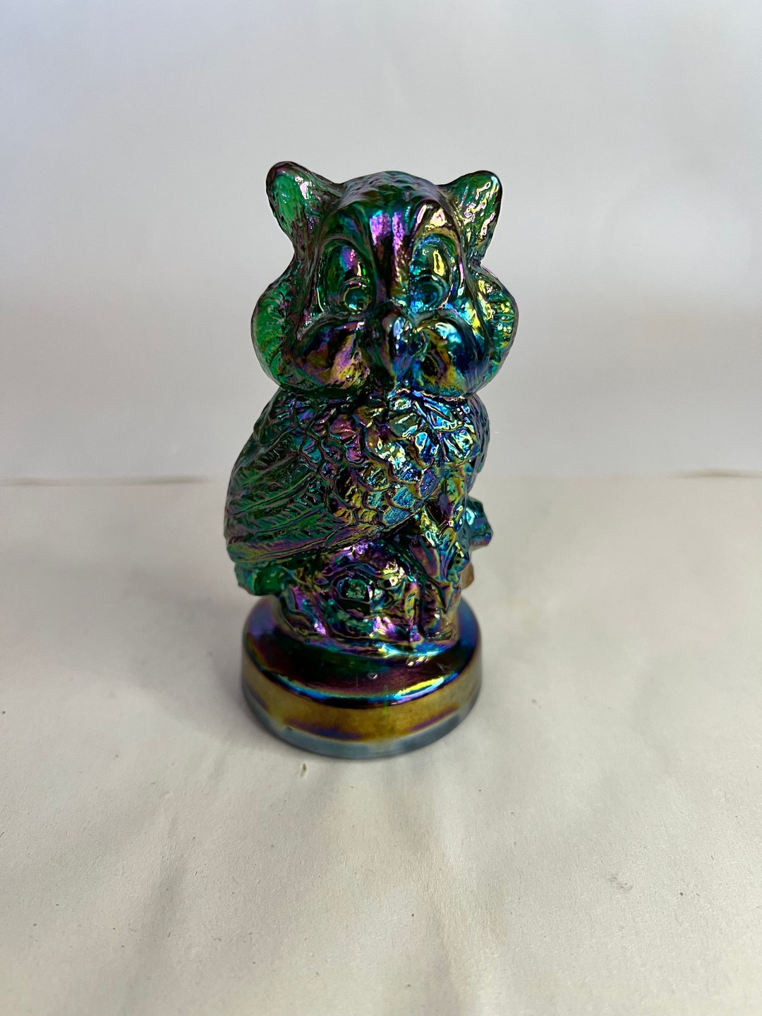 Vintage Joe St. Clair Carnival Glass Owl - Etsy