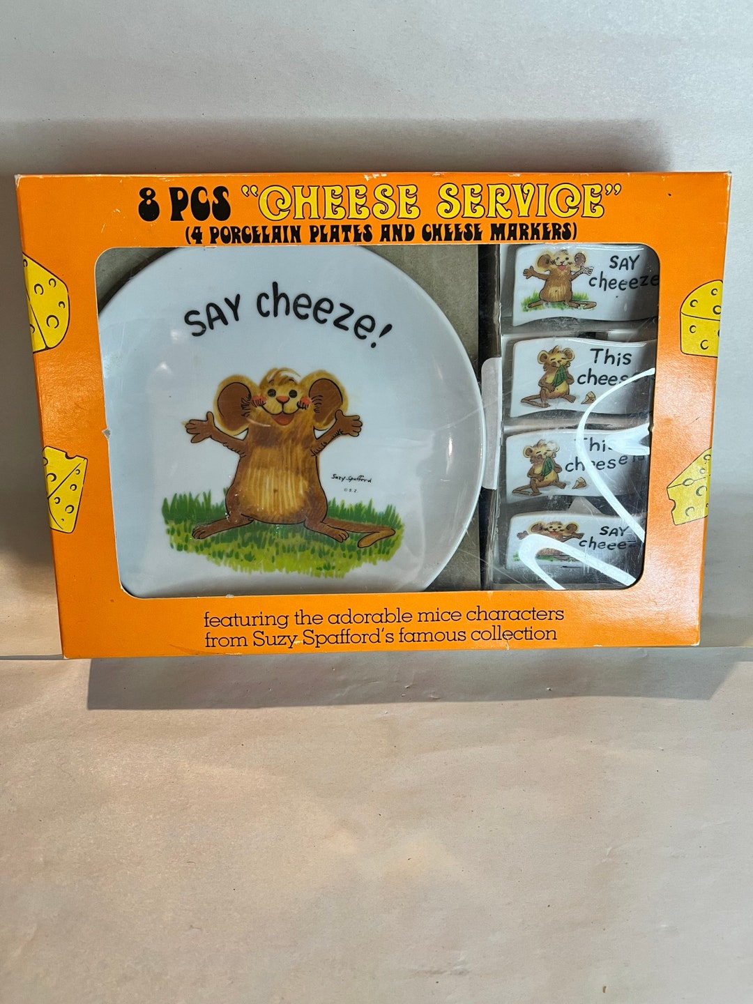 1976 Vintage NOS Enesco Suzy Zoo Cheese Service SUZY SPAFFORD Art ...