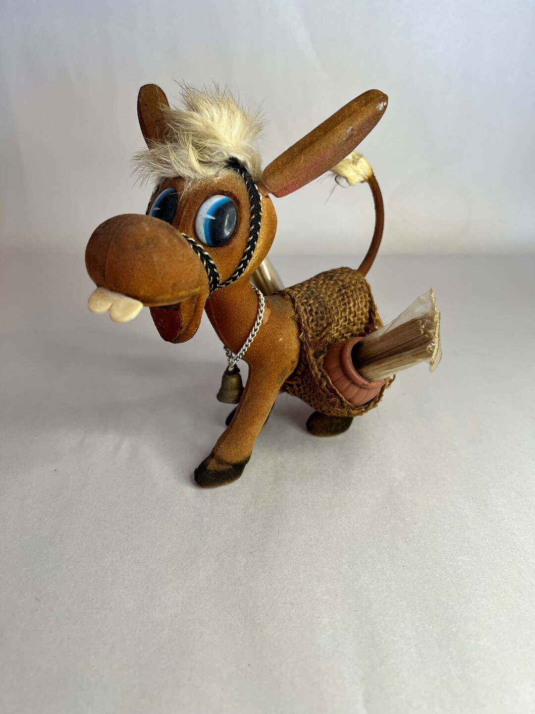 Vintage 1960s Flocked Donkey pack Mule Double Toothpick - Etsy