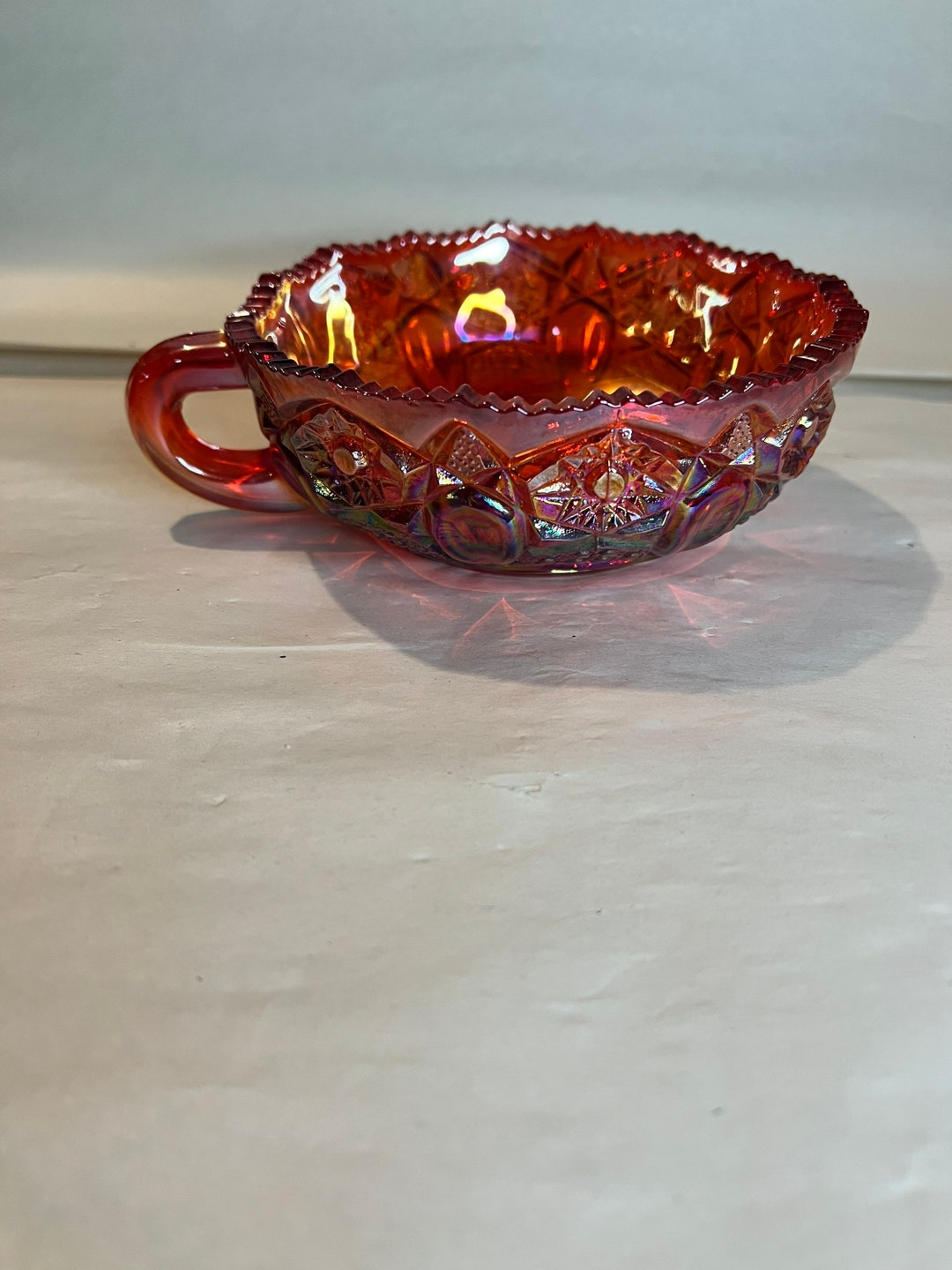 Imperial Carnival Ruby Red Nappy Dish W Handle - Etsy