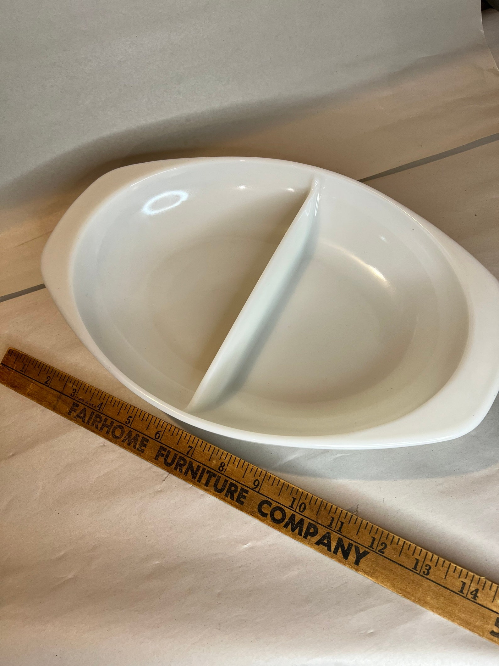 Vintage White Pyrex Glass Divided Serving Casserole Dish Bowl 1.5 Quart ...