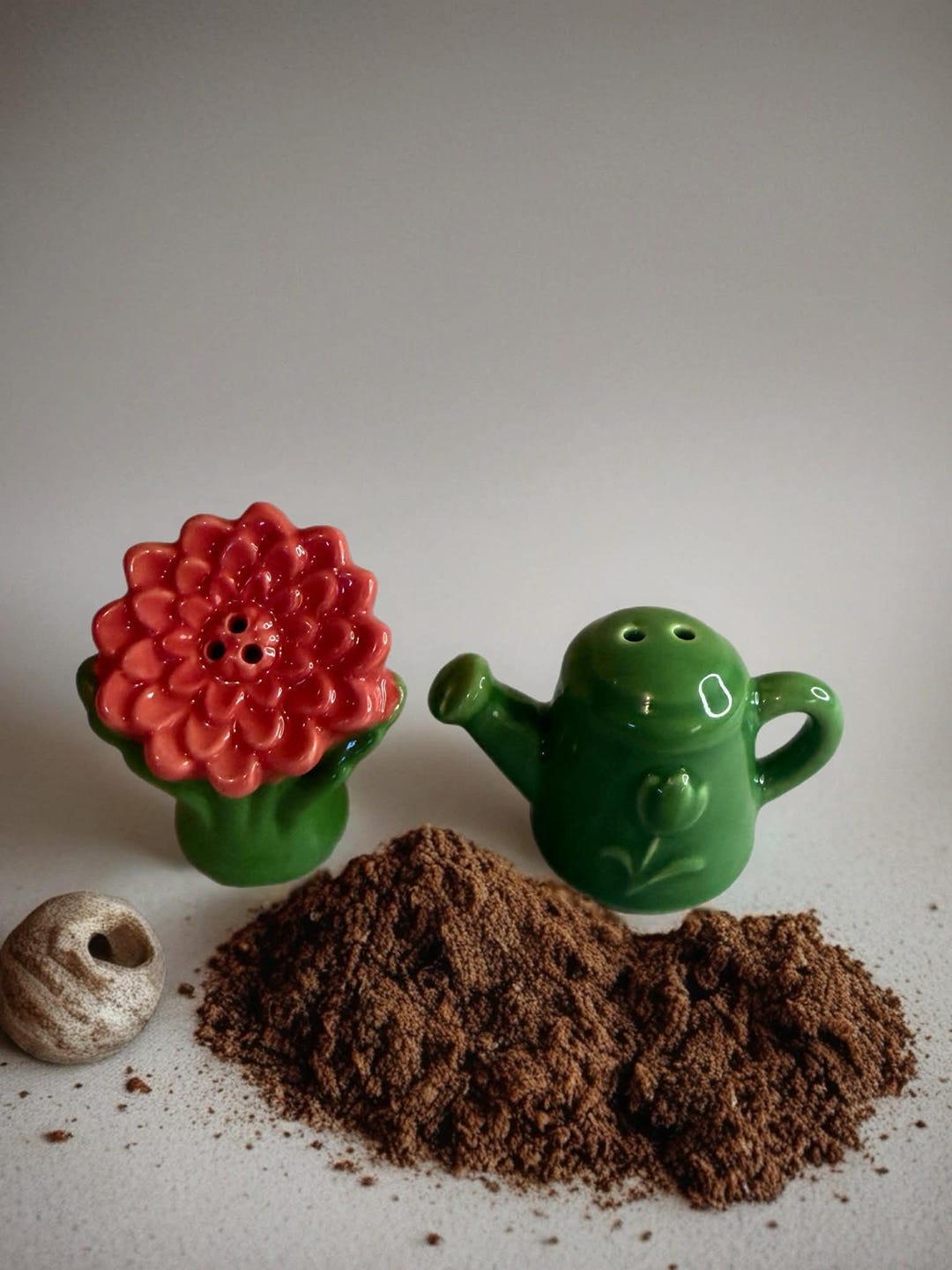 Ceramic Kitschy Flower and Watering Can Salt and Pepper Shakers Set - Etsy
