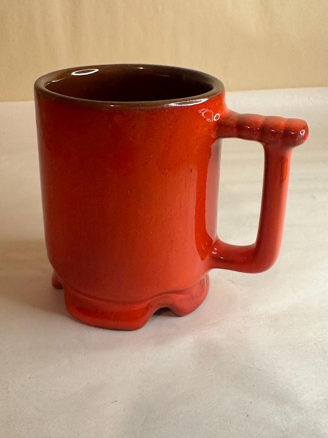 Vintage Frankoma Pottery Orange Footed C1 Mug - Etsy