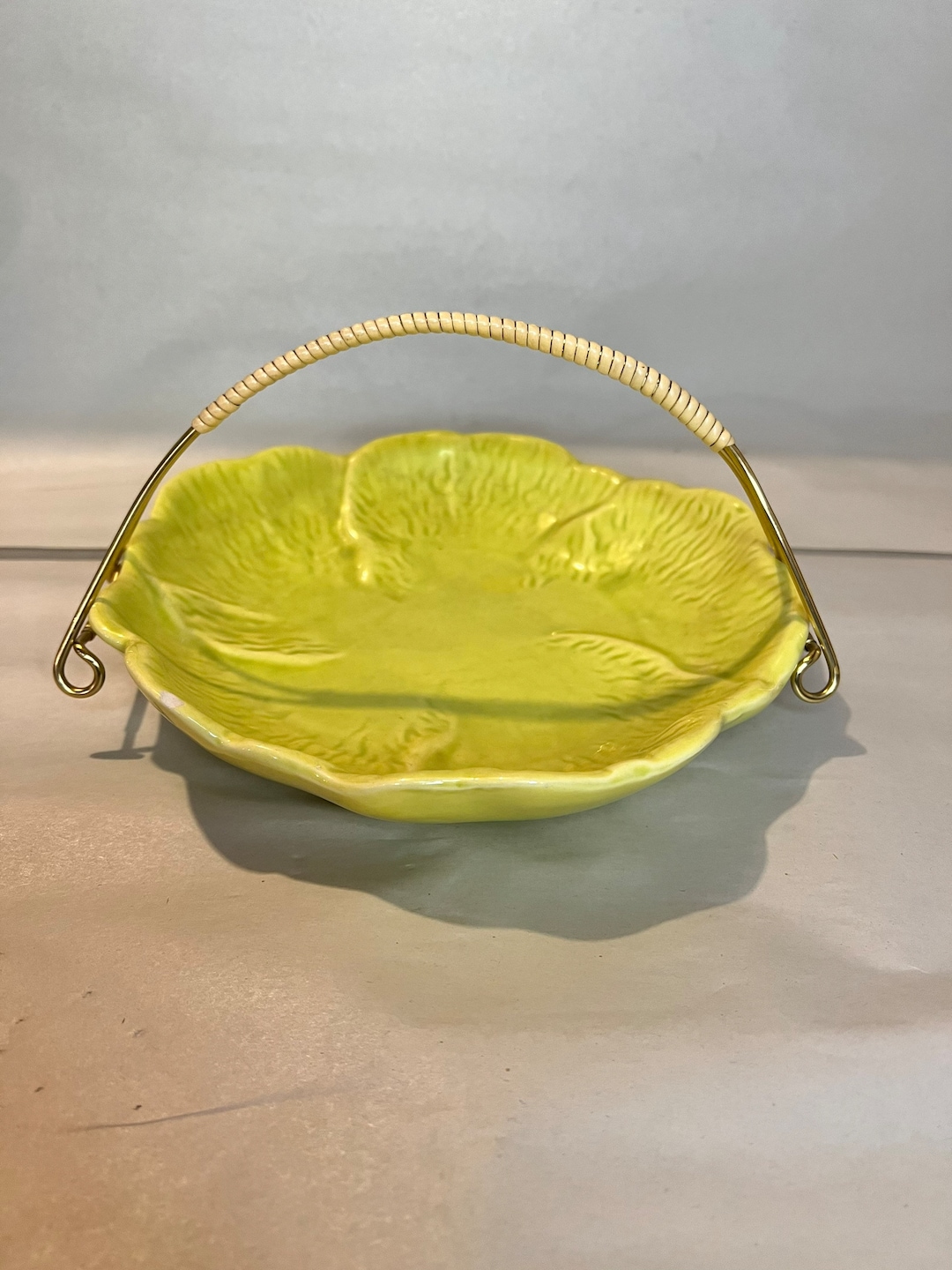 Cemar 690 Chartreuse Pottery Serving Dish With Handle - Etsy