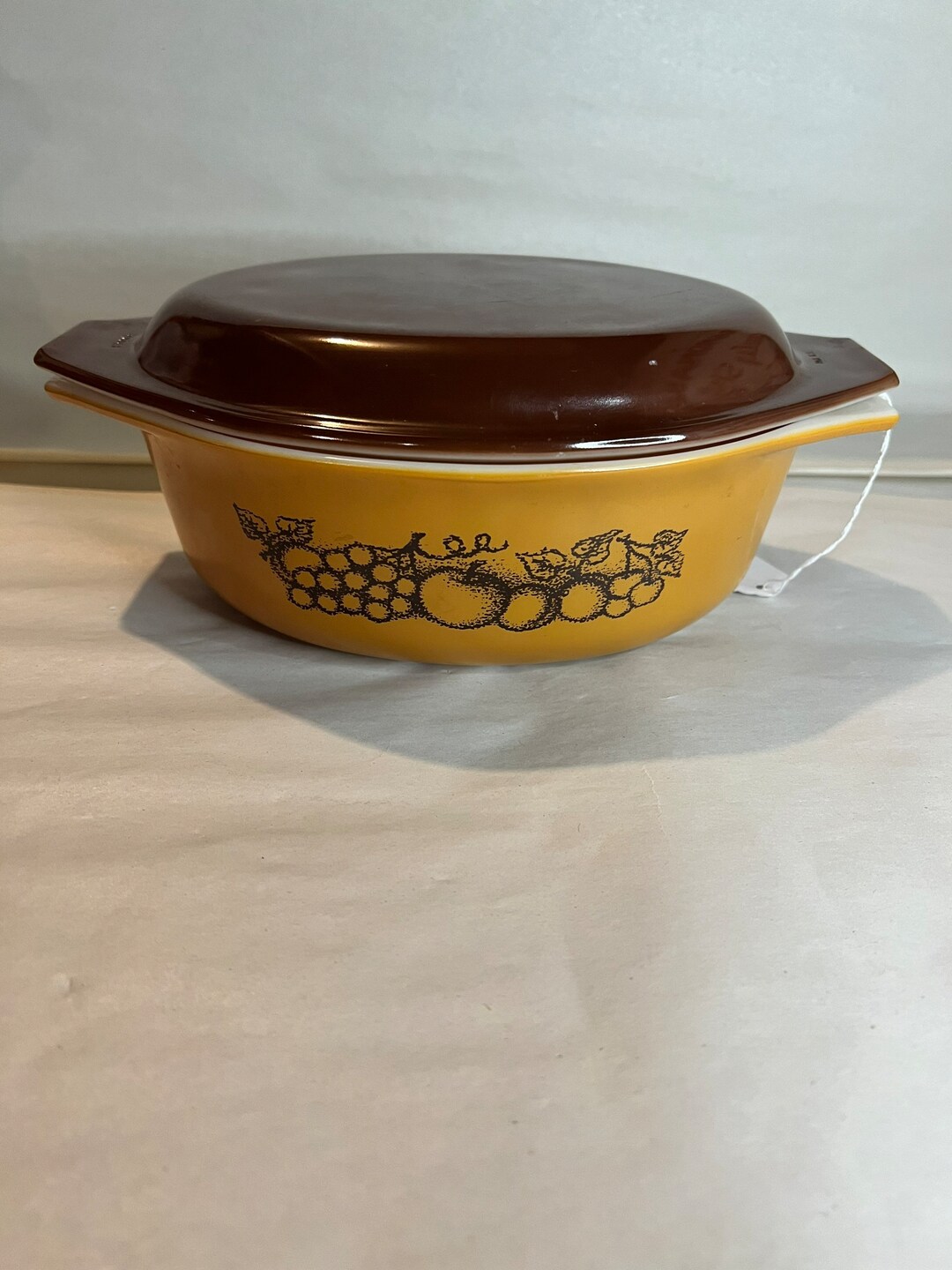 Vintage Pyrex Old Orchard 1970’s 043 1 1/2 QT Oval Casserole Dish With ...