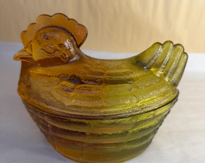Large Amber Hen on Nest - Etsy