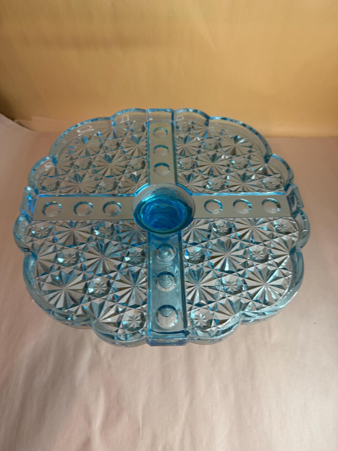EAPG Adam’s Daisy and Button Blue Cake Plate - Etsy