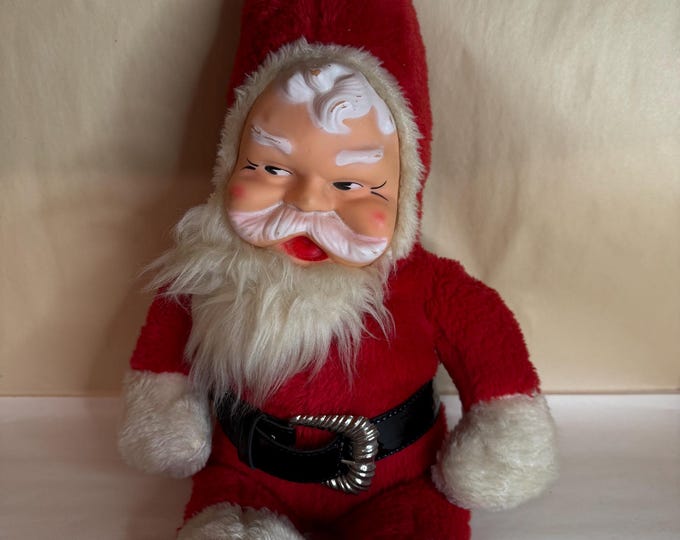 Vintage Rushton Santa Plush W Rubber Face - Etsy