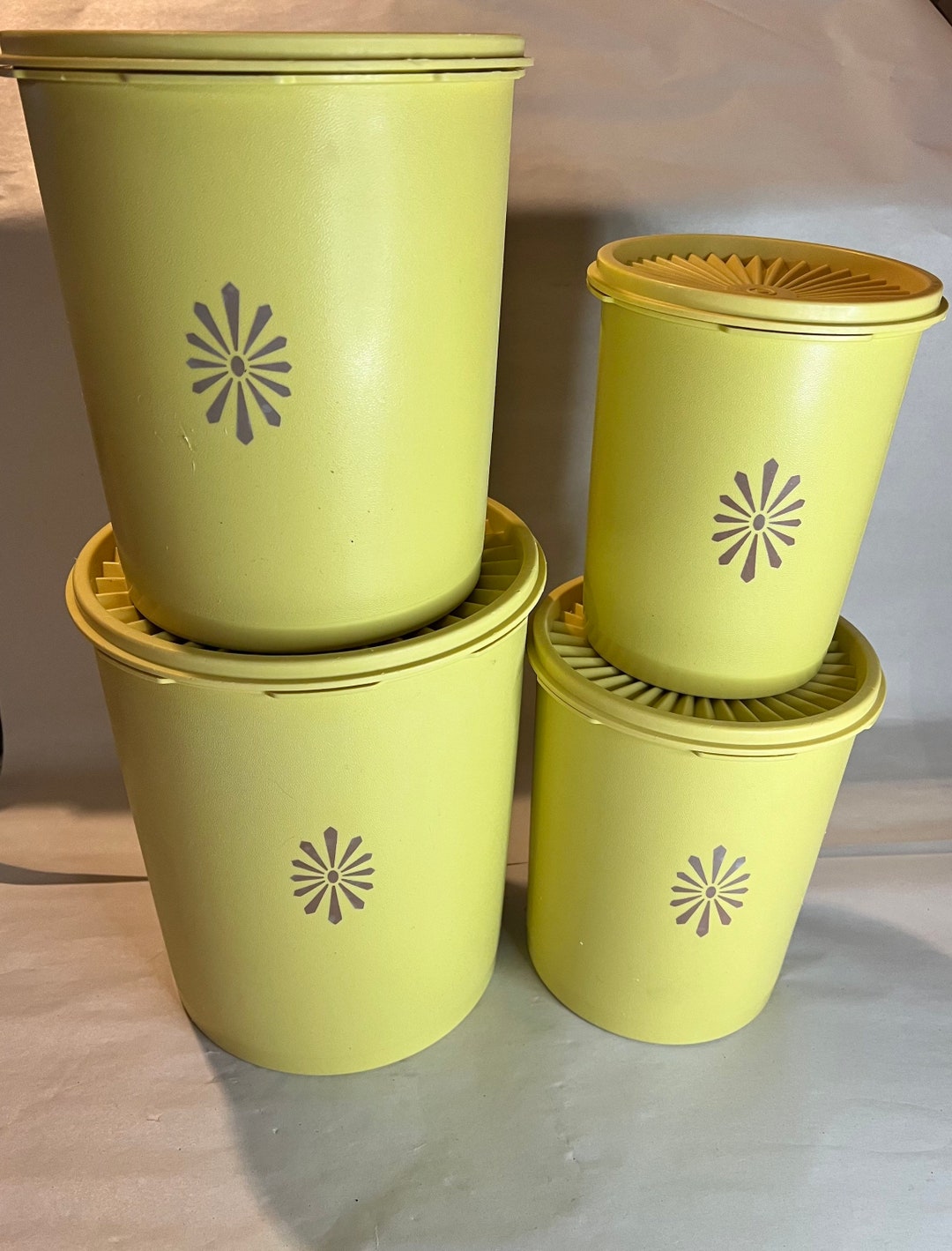 Vintage 1970s Tupperware Vintage Yellow Canister Set of 4 - Etsy
