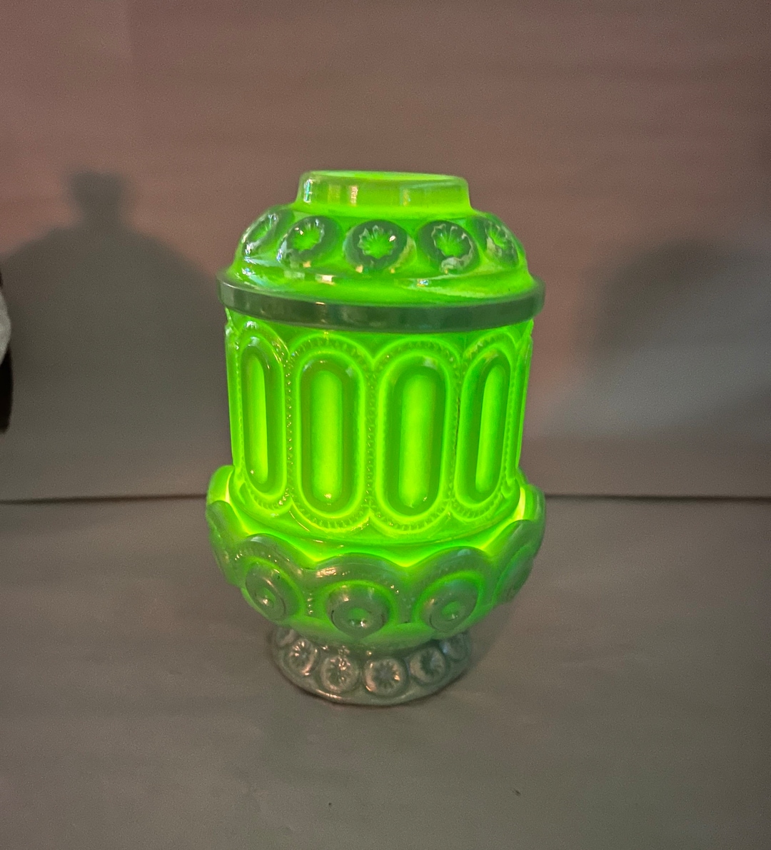 L.E. Smith Moon and Star Jadeite Carnival Fairy Lamp - Etsy