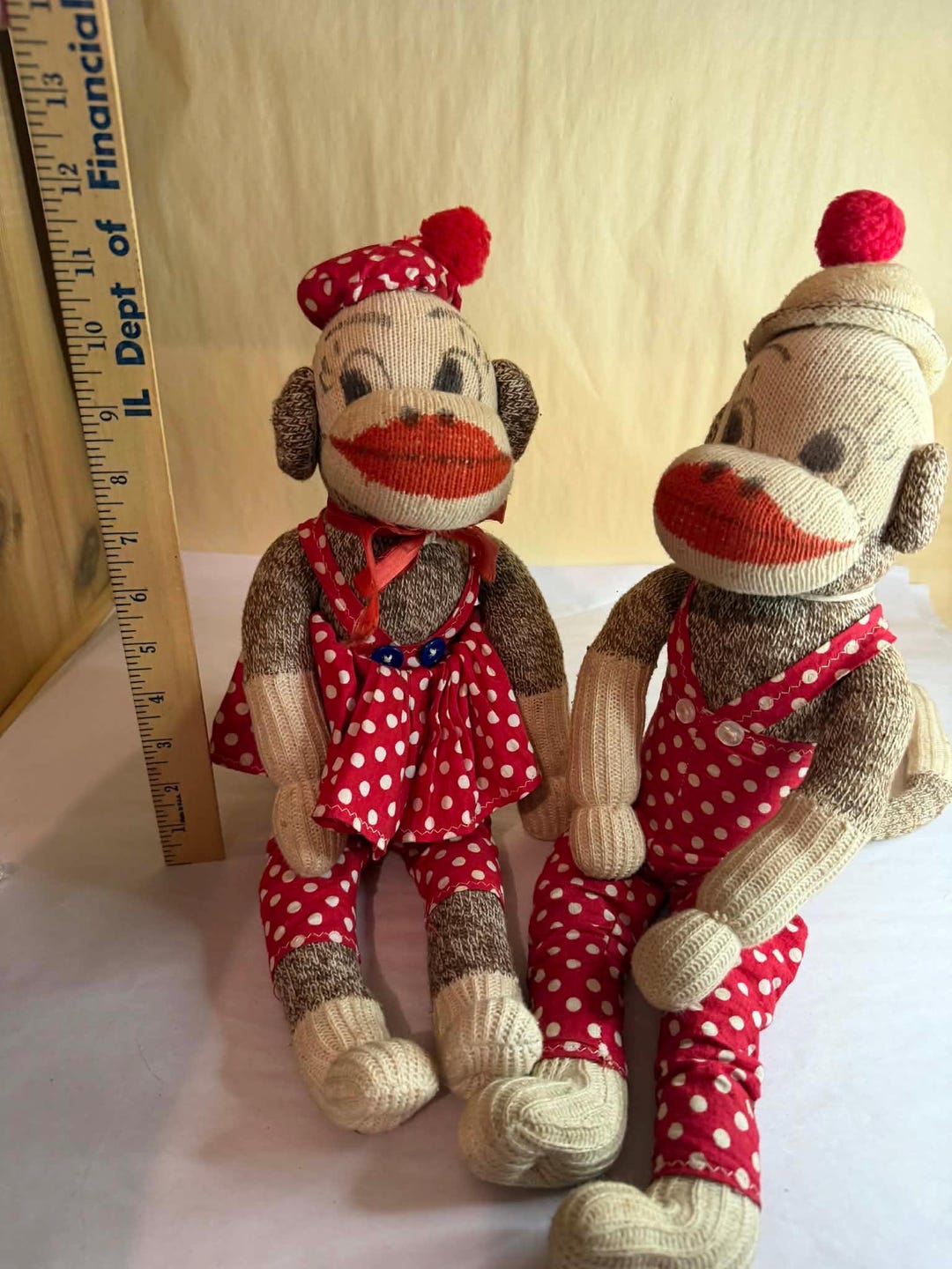 Vintage Homemade Sock Monkey Pair - Etsy