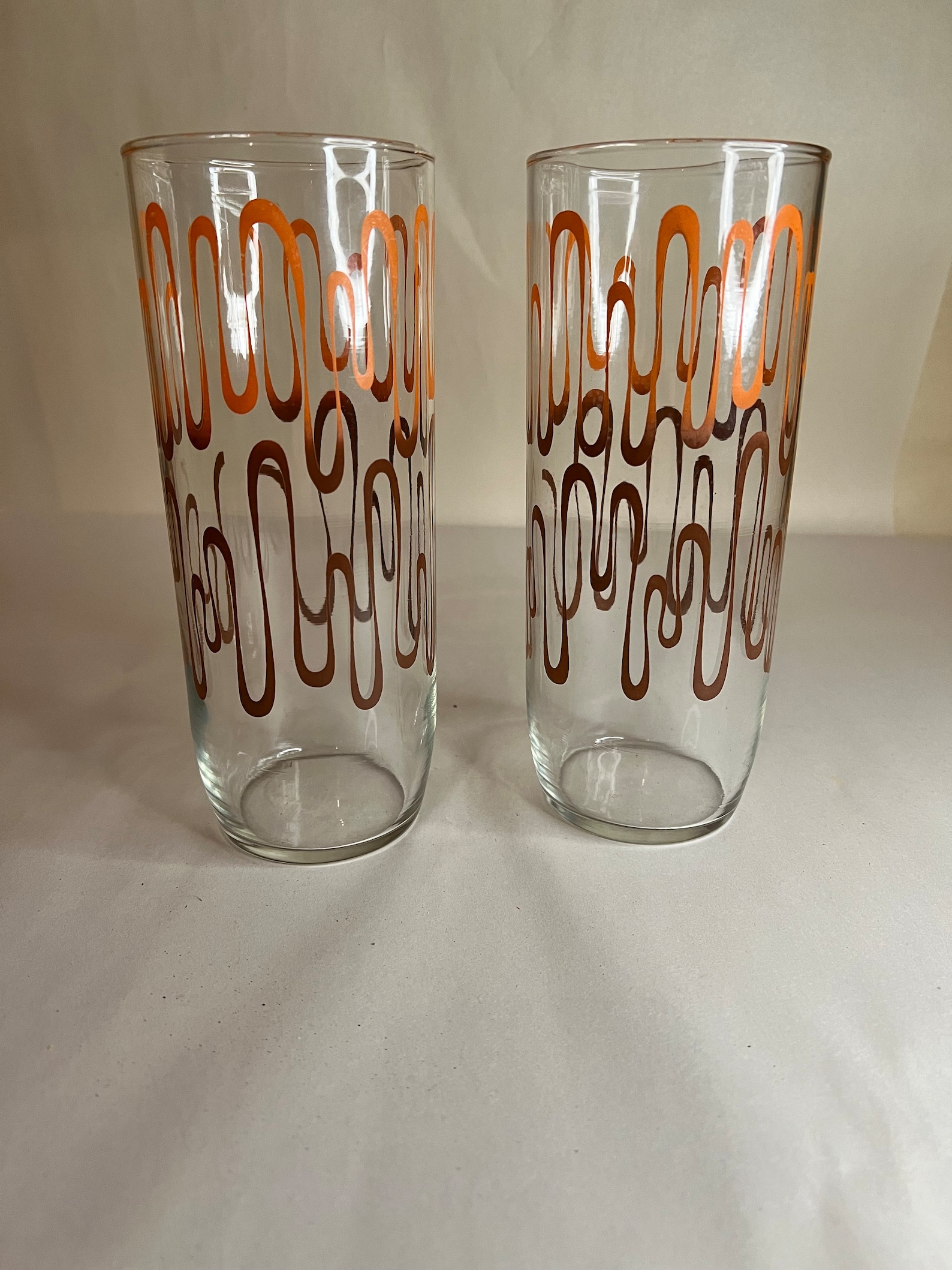 Pair of Vintage 24oz Atomic Kitschy Orange Ombre Loops Iced Tea Glasses ...