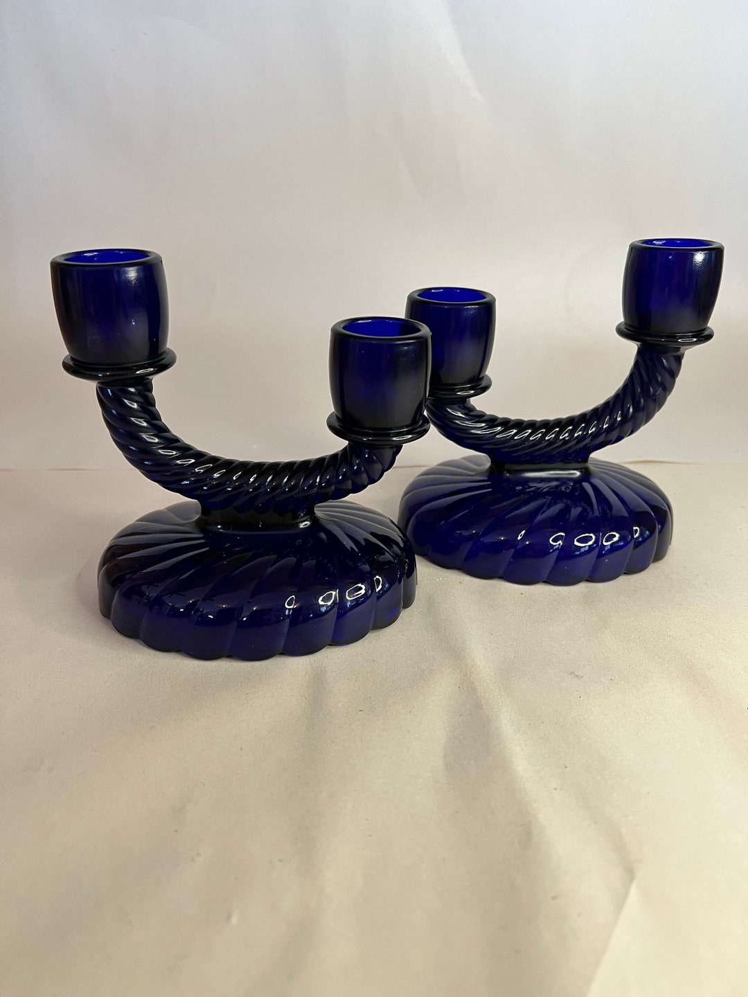 Vintage Imperial Glass Newbound Swirl Pattern Cobalt Double ...