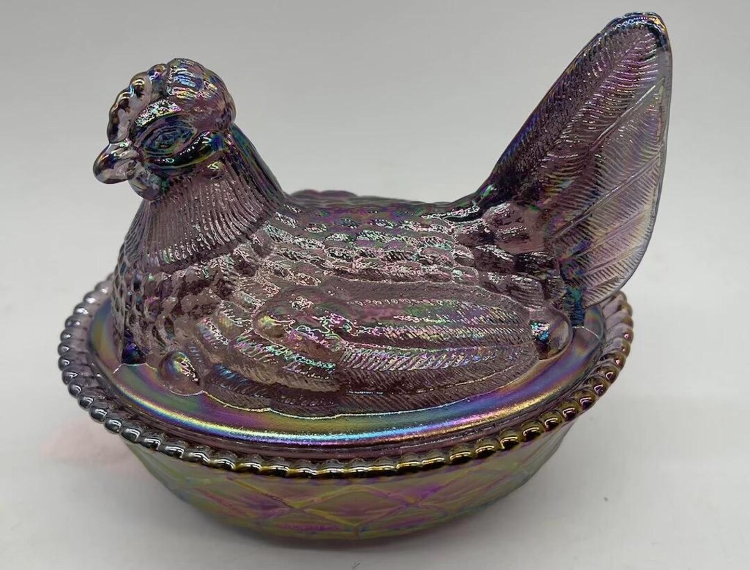 Hen on Nest Amethyst Carnival W Split Woven Tail - Etsy