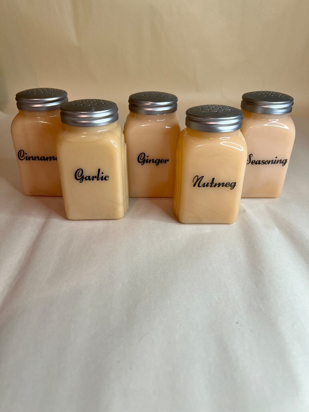Jadeite Tan Roman Arch Art Deco Style Spice Shakers - Etsy