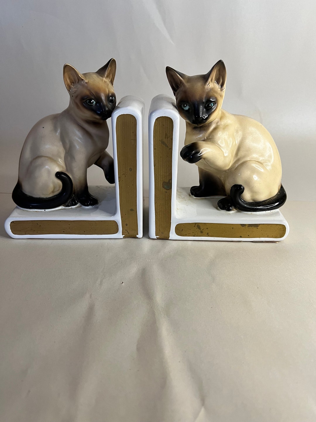 Vintage Lefton Siamese Cat Pair of Bookends - Etsy