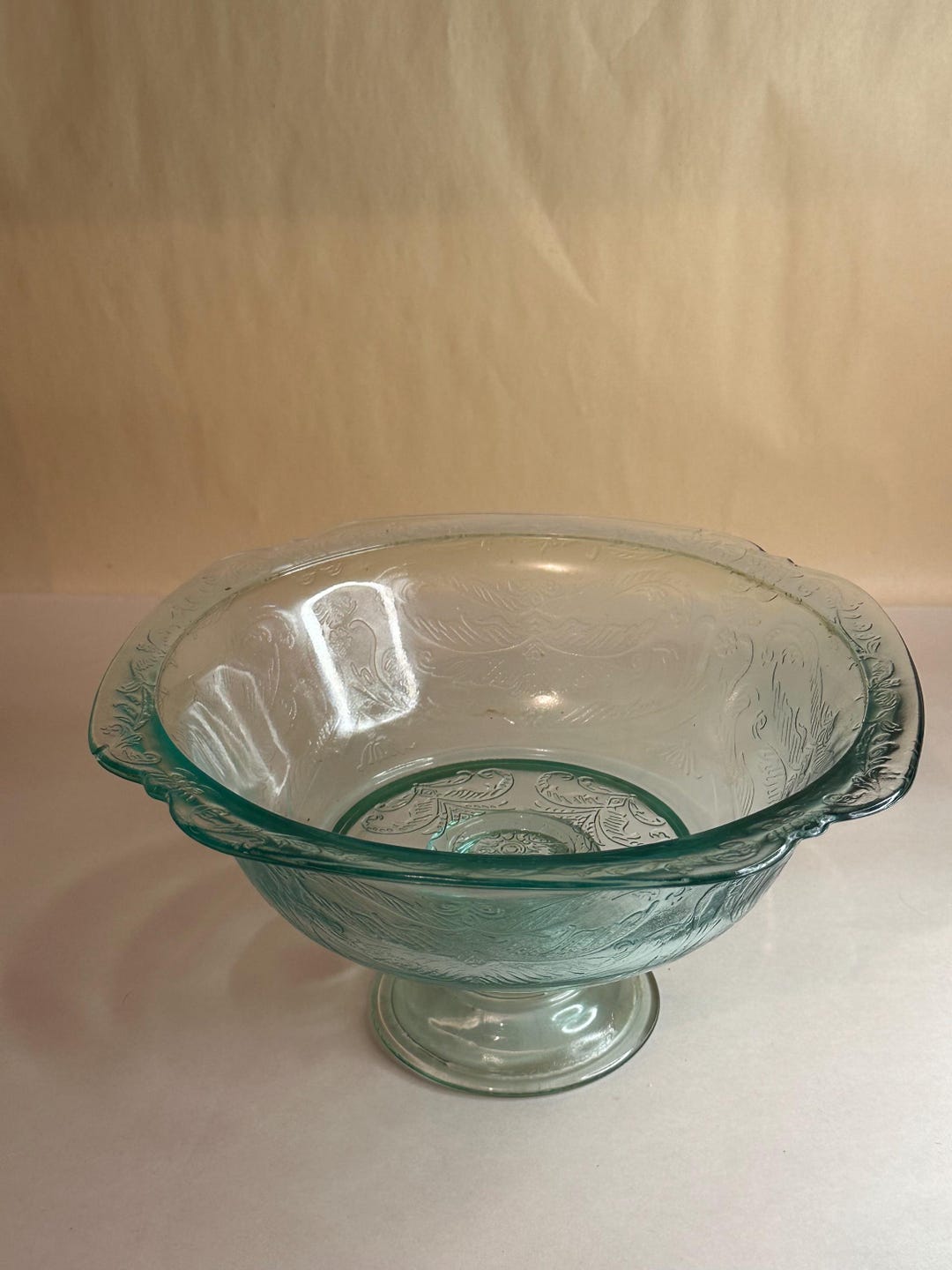 Federal Glass “madrid” Pattern Bowl |aqua Serving Bowl | Depression ...