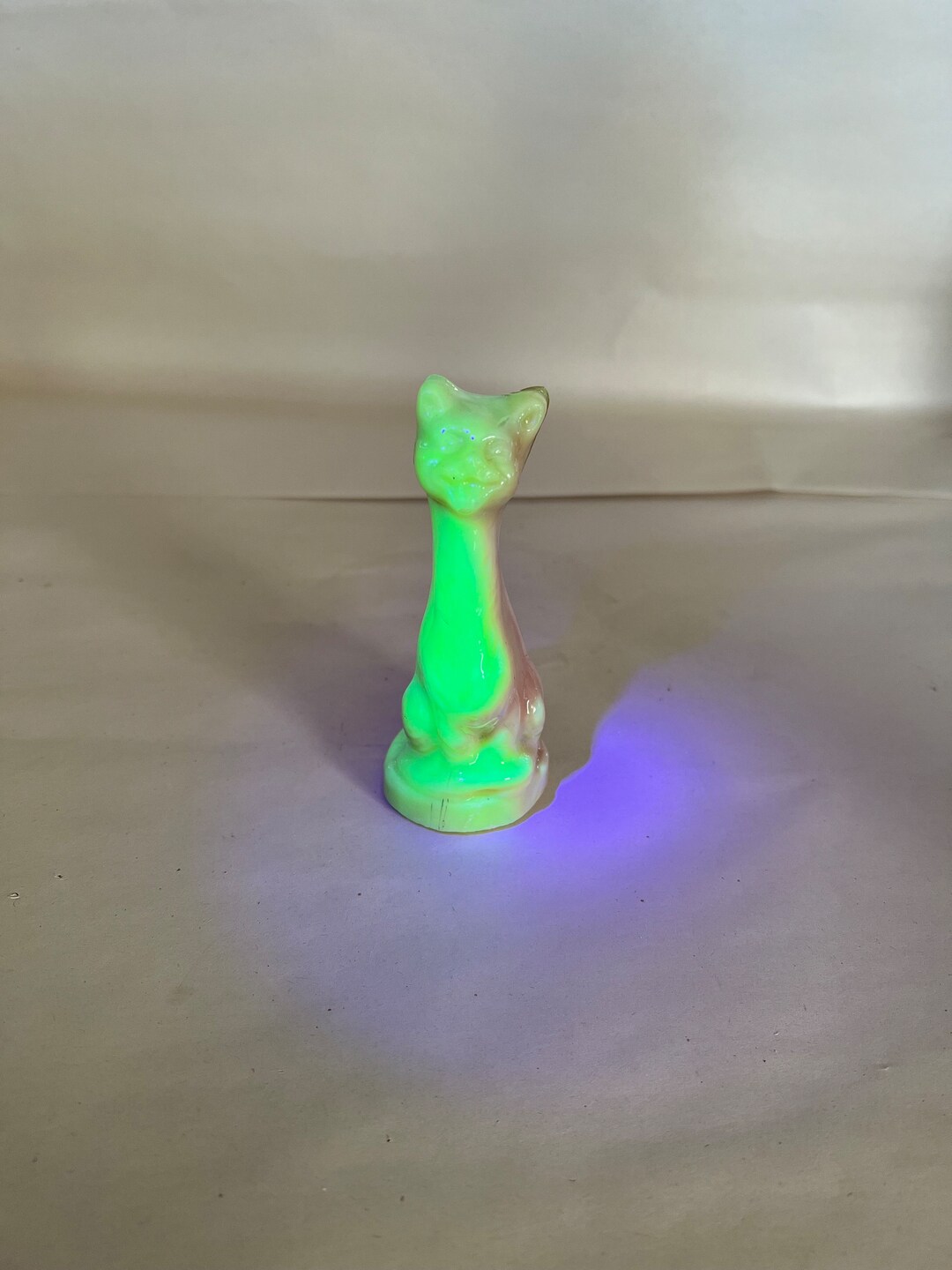 Vintage Pink Slag Uranium Glass Cat - Etsy