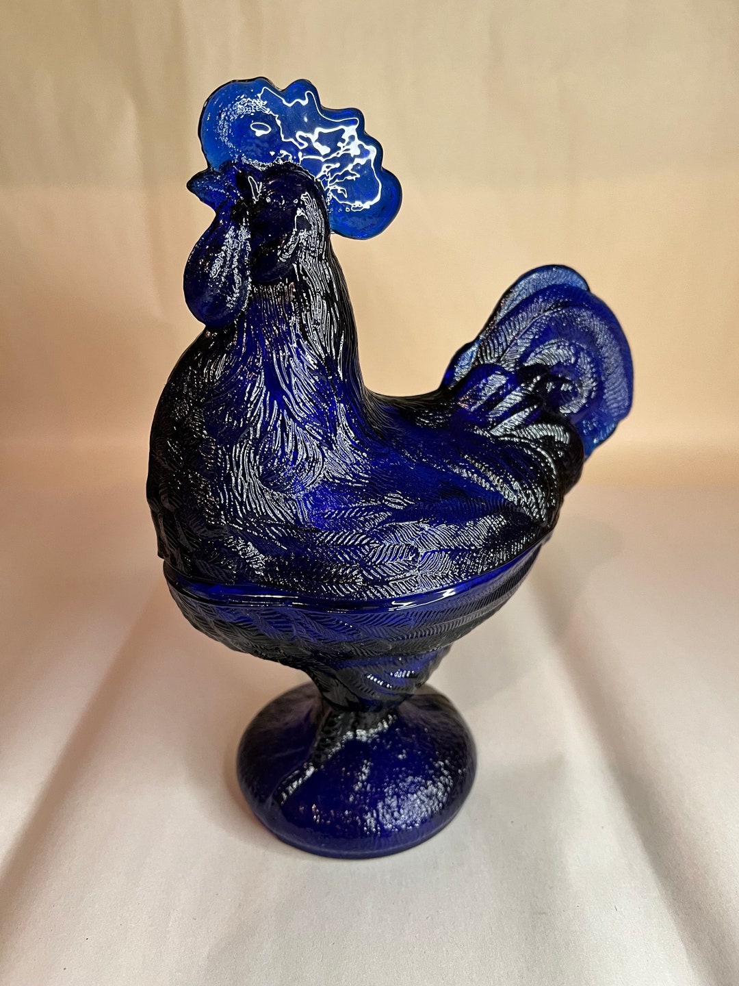 Large Rooster Cobalt Blue Candy Dish - Etsy