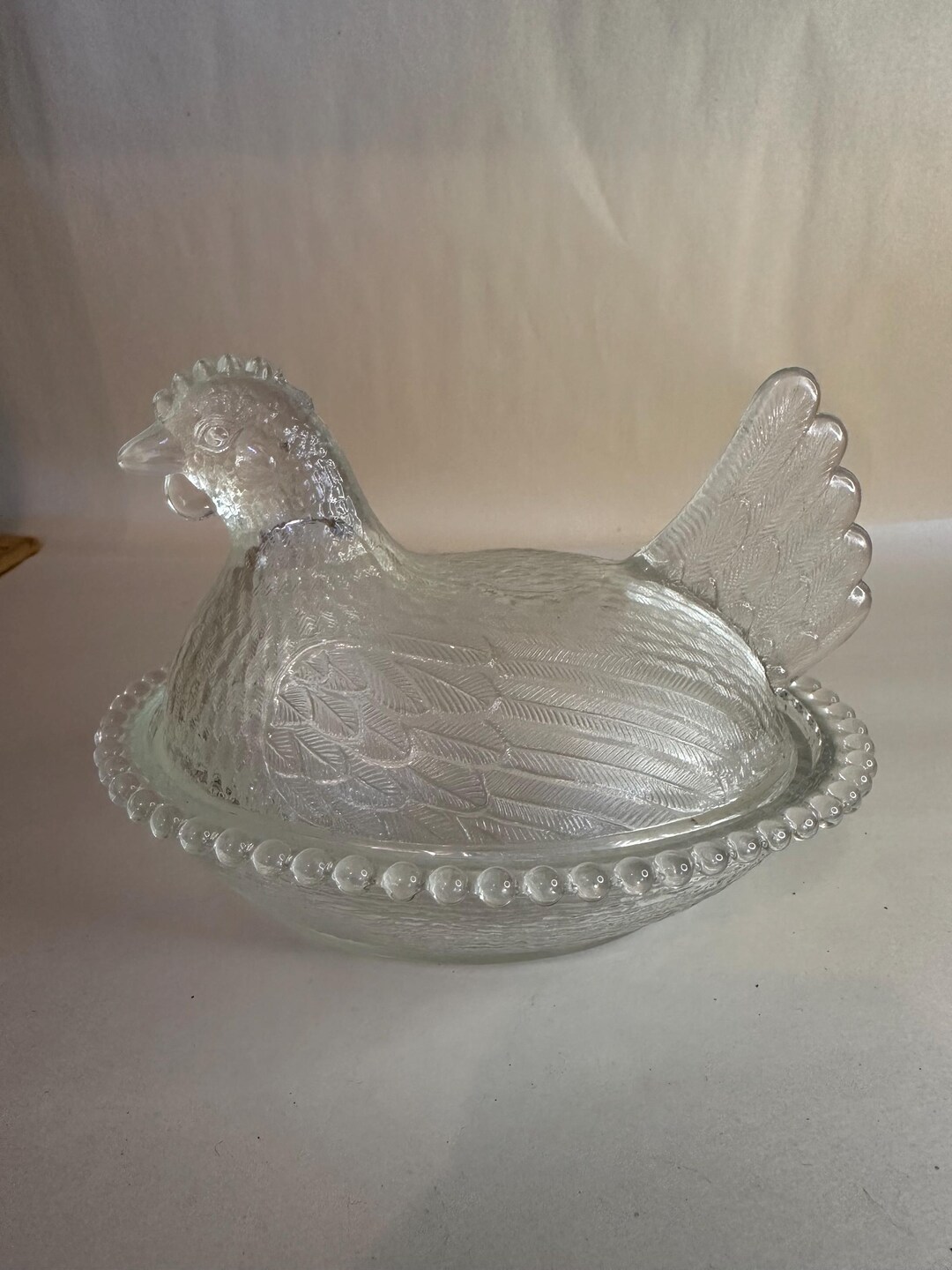 Vintage Indiana Glass Large Crystal Clear Hen on Nest - Etsy