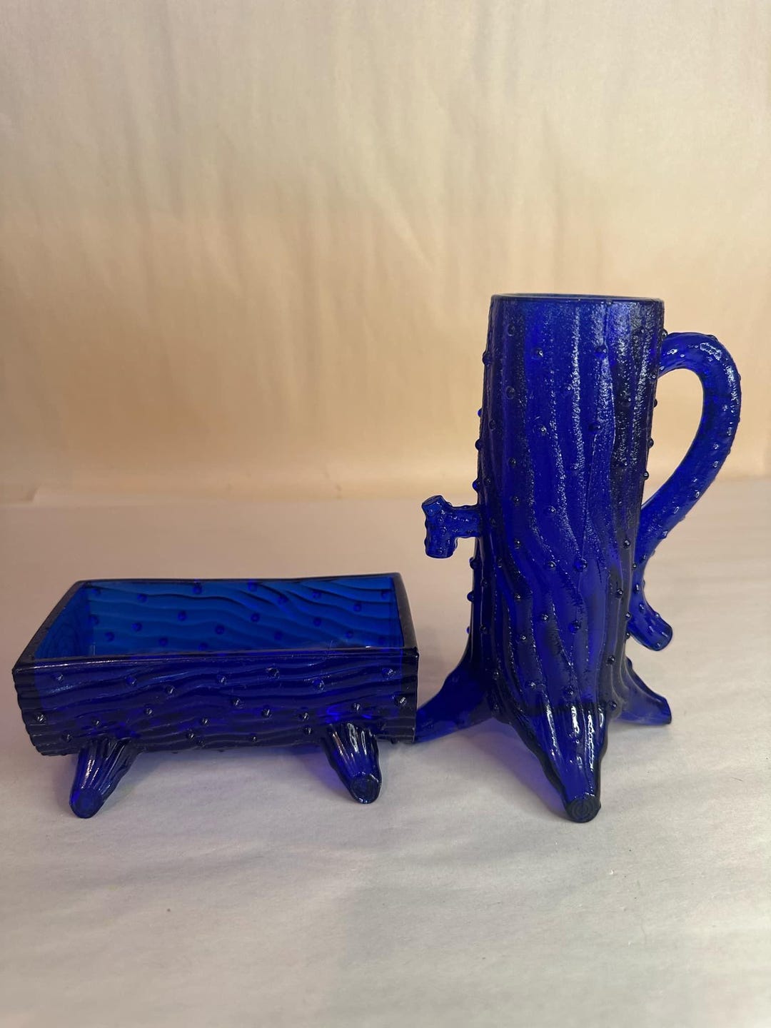 Northwood Cobalt Blue “pump and Trough” Cream and Sugar Set - Etsy
