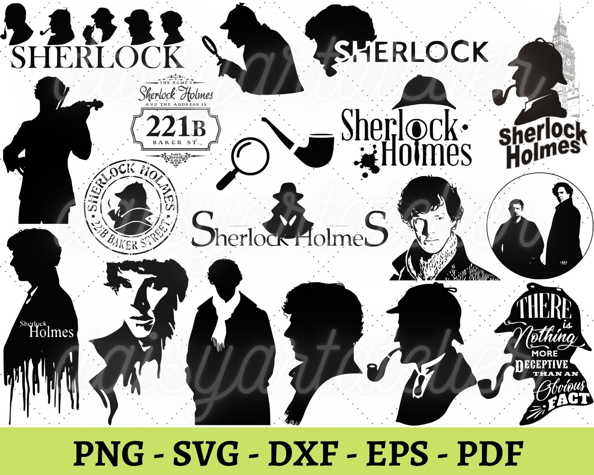Sherlock Holmes Svg Bundle Clipart Detective Smoking Pipe - Etsy