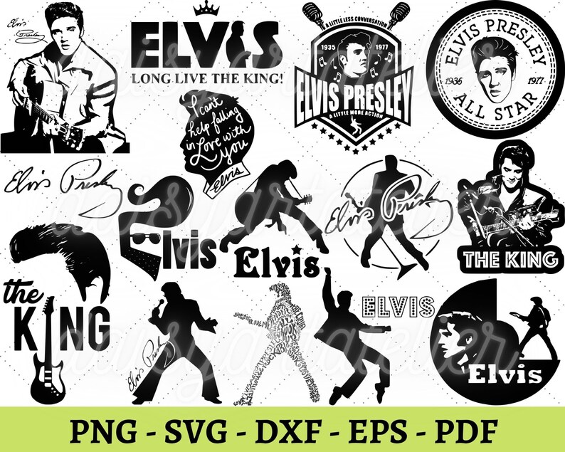 Elvis Presley Svg Bundle Clipart King Of Rock And Roll Svg Etsy Uk