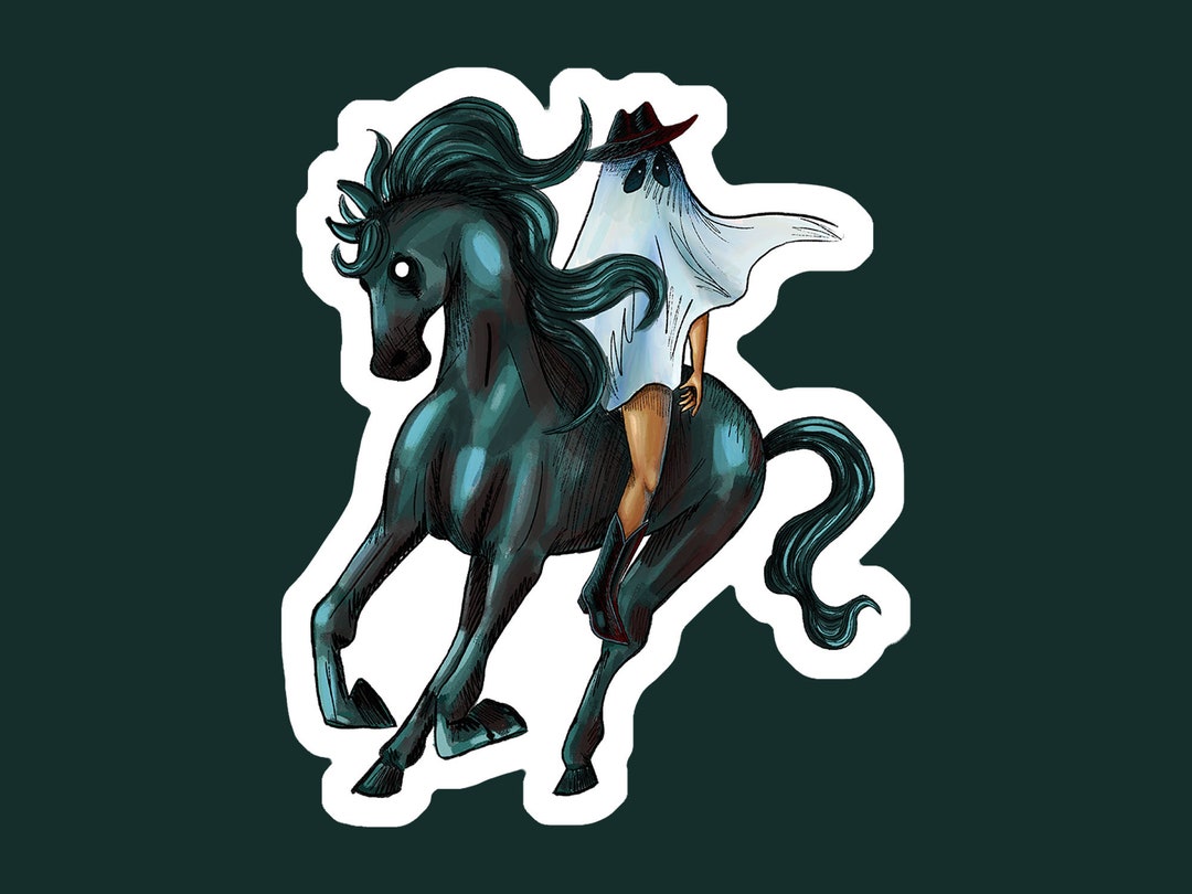 Spooky Halloween Horse With Ghost Rider Vinyl Sticker | Choose From 2 ...