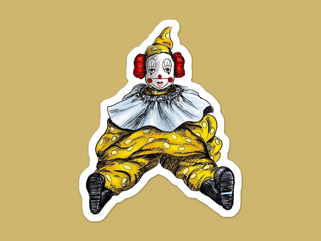 Porcelain Clown Illustration Vinyl Sticker | Horror Movie Clown Laptop ...