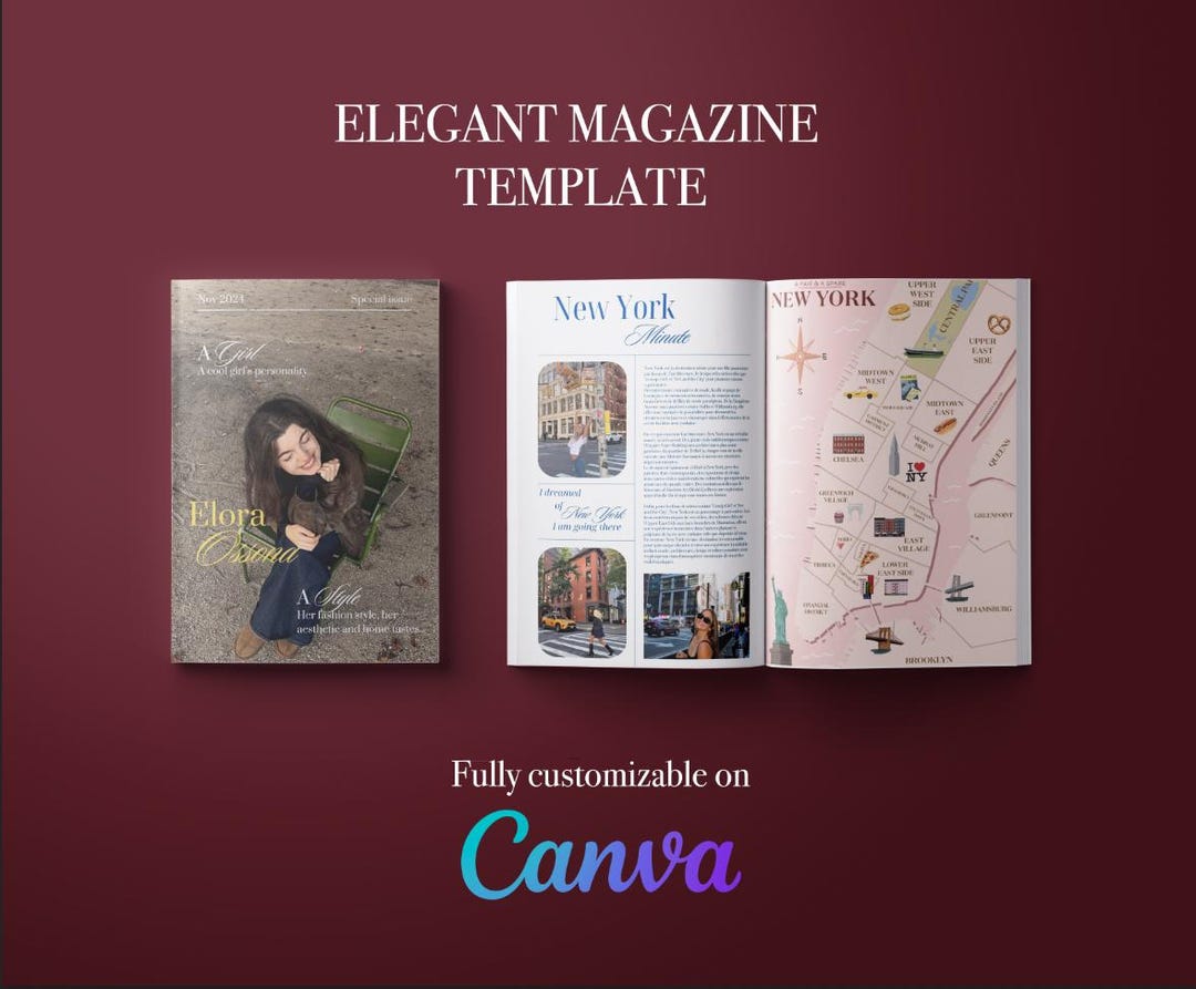 Elegant Customizable Magazine Template Canva - Etsy