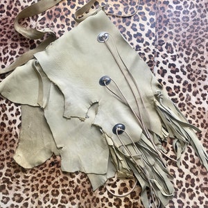 White Buckskin Leather Purse With Conchos - Etsy