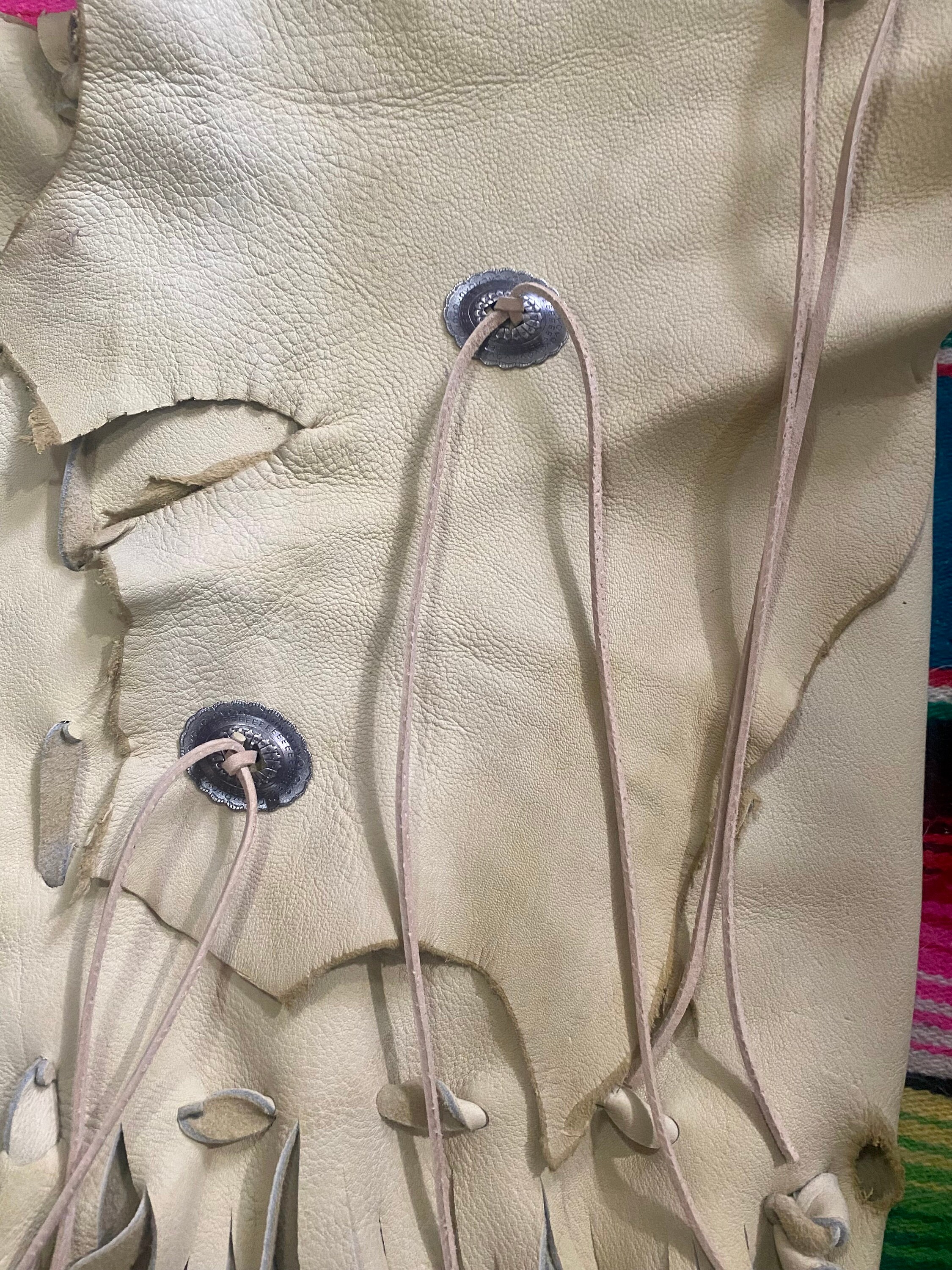 White Buckskin Leather Purse With Conchos - Etsy